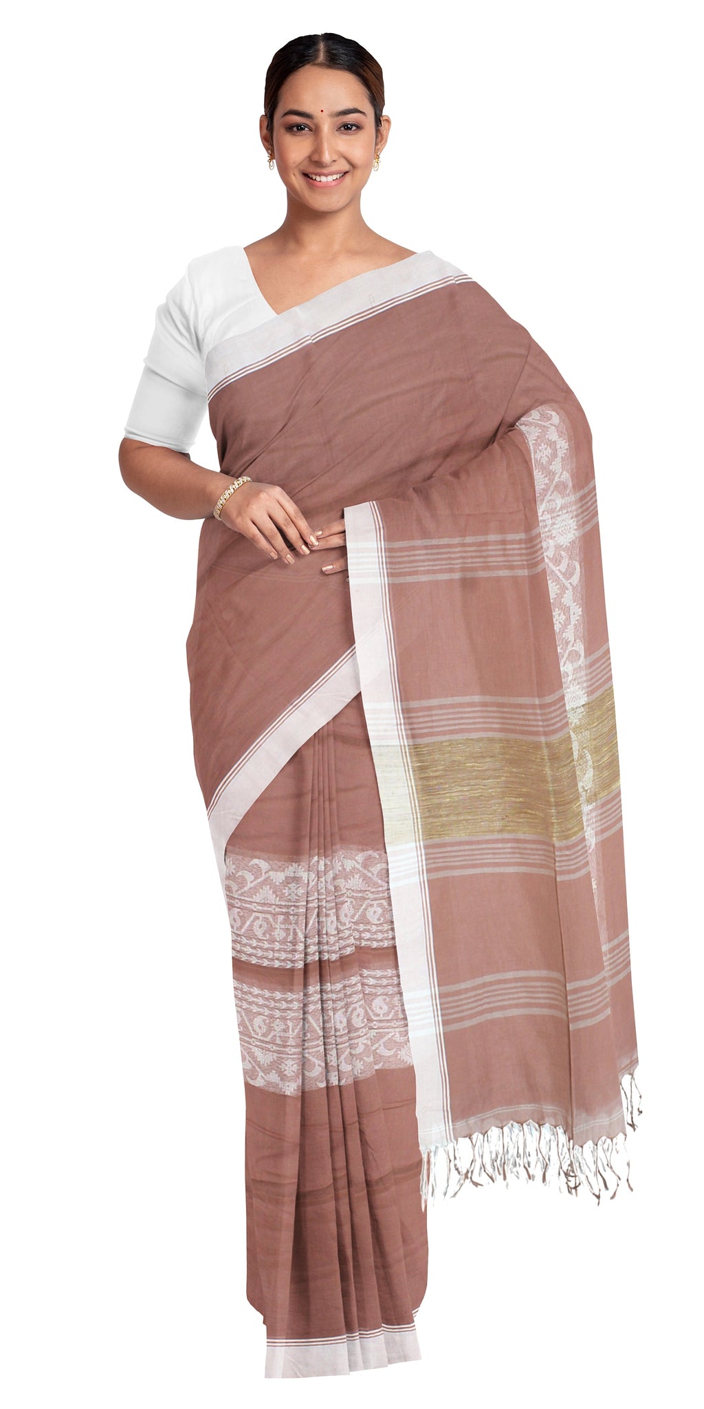Beige Handspun Cotton Saree with Elegant Pallav – Parinita Sarees and ...