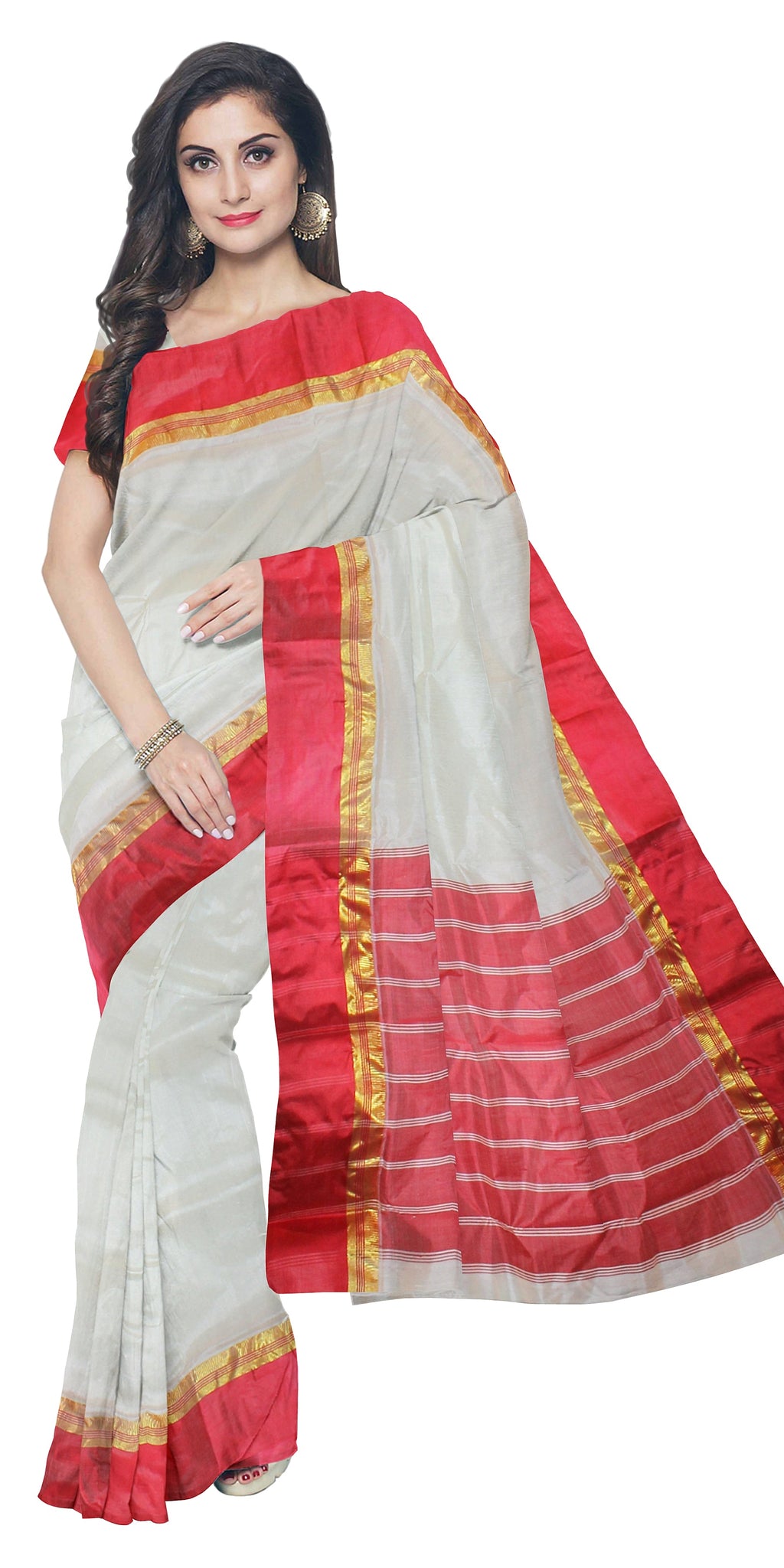 Cream Pure Silk Plain Garad Saree with 5" Border – Parinita Sarees and ...