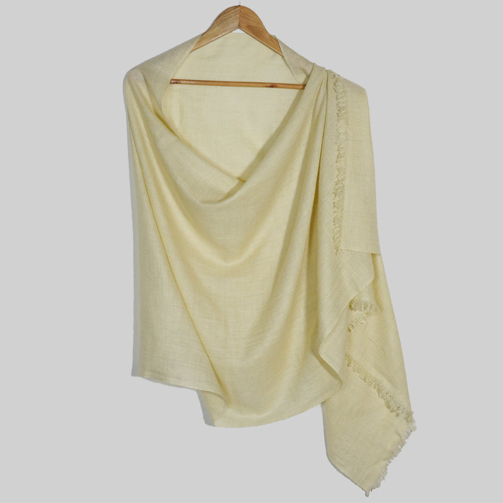 Pale Yellow GI Certified Pashmina Stole – Parinita Sarees and Fashion