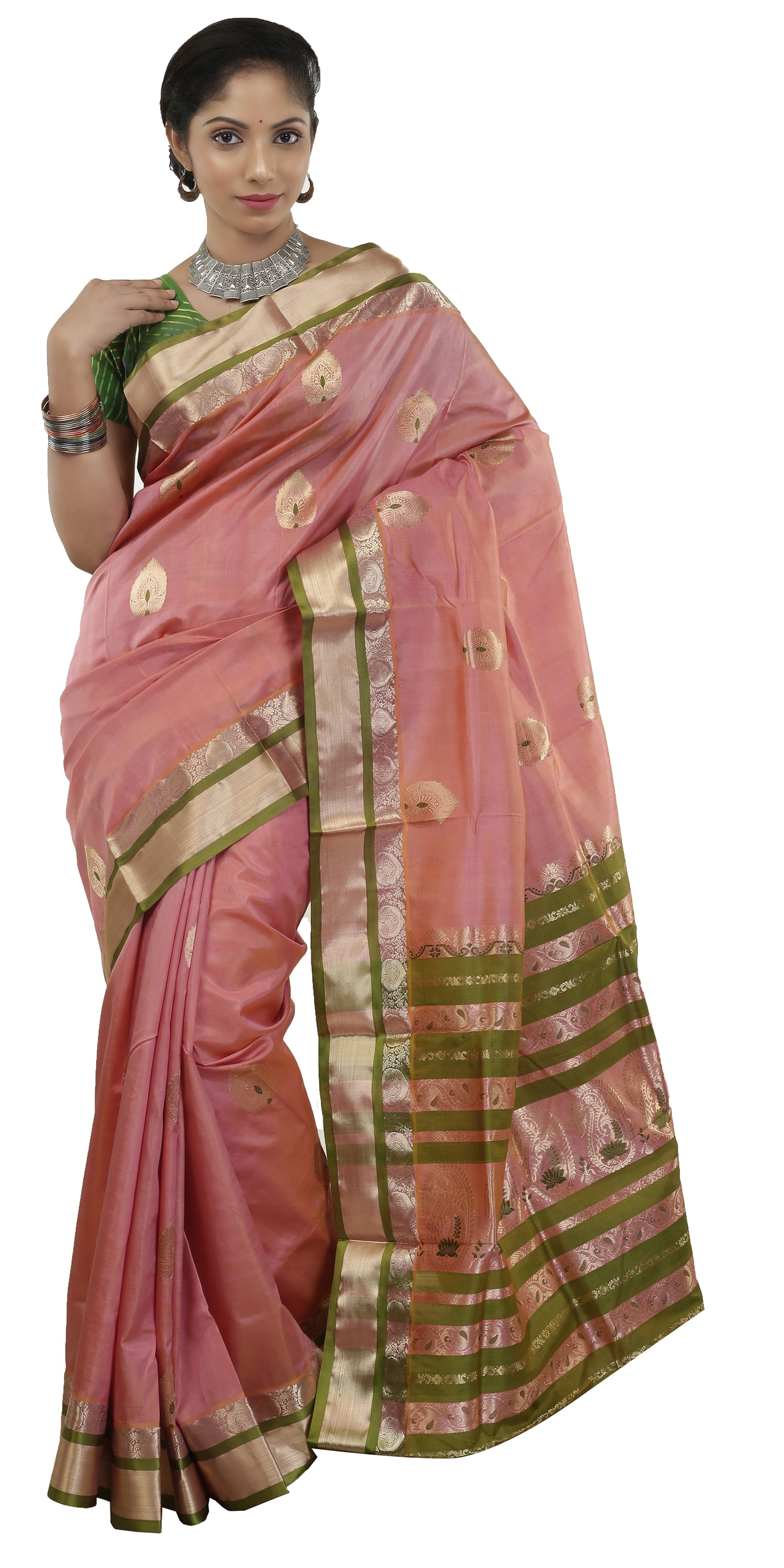 Peach Pure Silk Garad Saree with Gorgeous Motifs – Parinita Sarees and ...