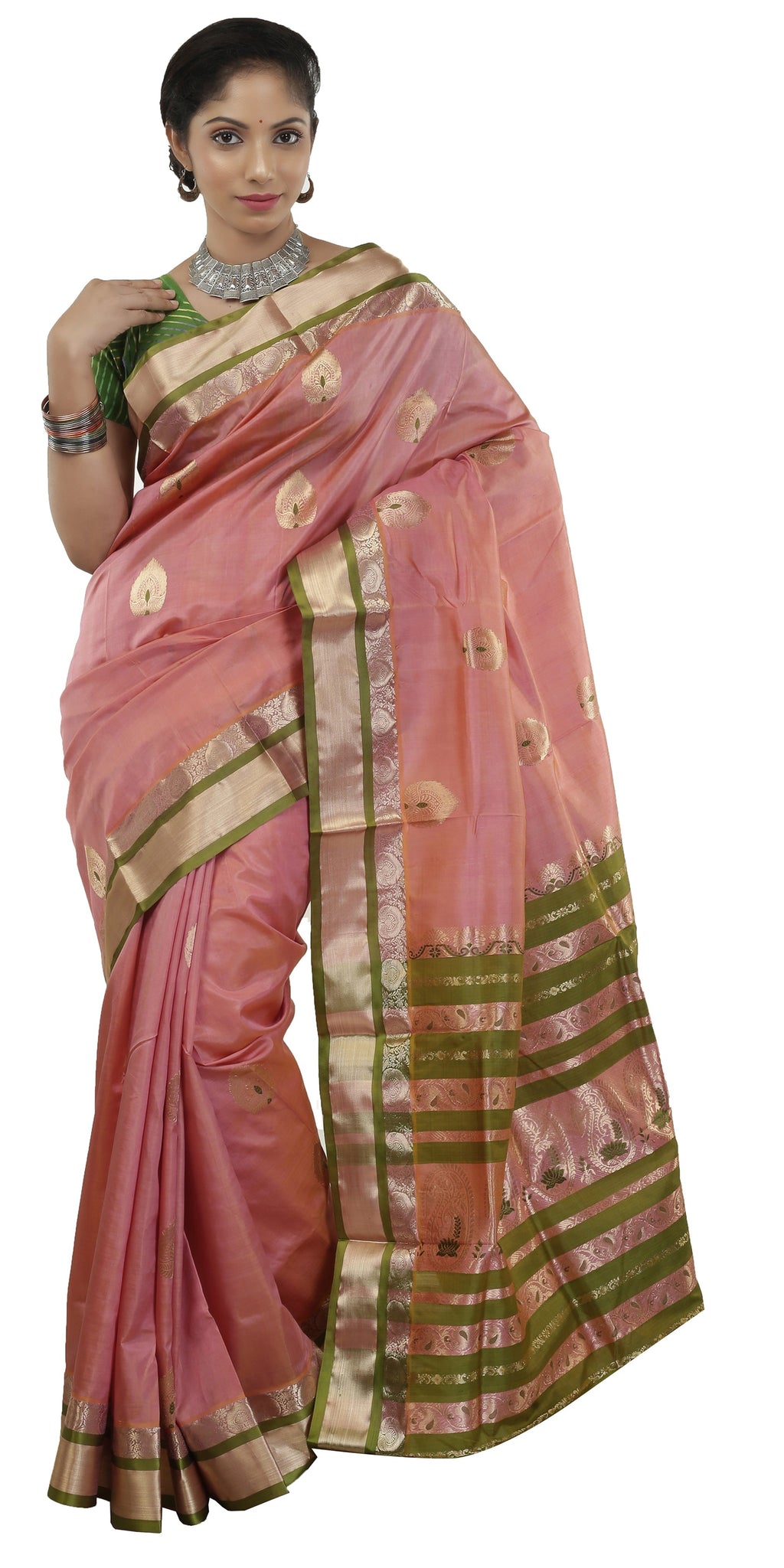 Peach Pure Silk Garad Saree with Gorgeous Motifs – Parinita Sarees and ...