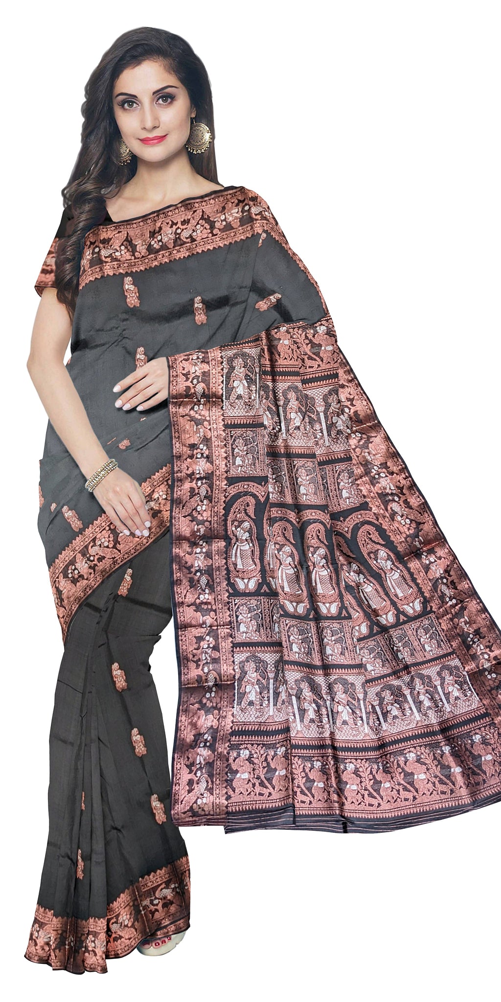 Black Baluchari Saree with Magnificent Pallav – Parinita Sarees and Fashion