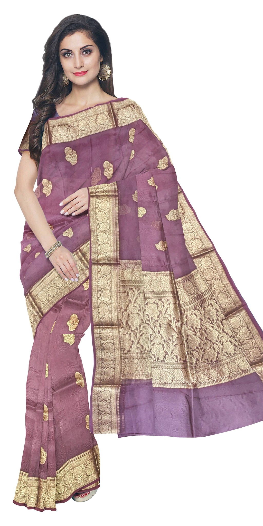 Brown-Purple Organza Silk Benarasi Saree – Parinita Sarees and Fashion